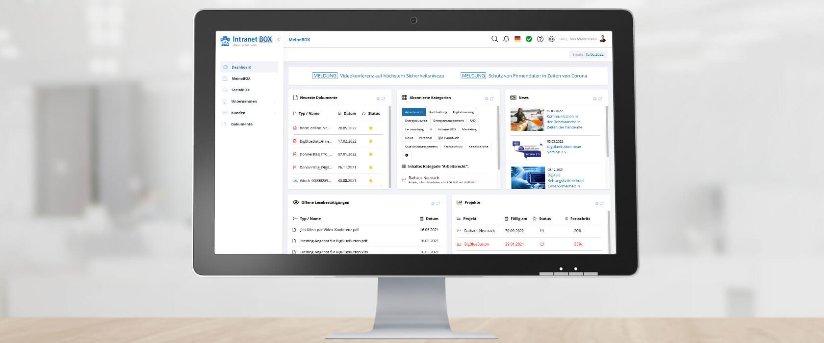 Screens geben einfach einen Einduck über das Intranet 2025